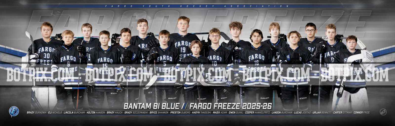 FARGO FREEZE BANTAM B1 BLUE 2025-26 TEAM PANO – BOTpix.com